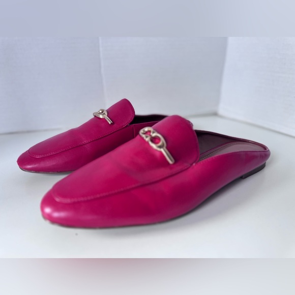 Coach | Shoes | Coach Red Sienna Leather Slip On Slides Flat Shoes Size ...